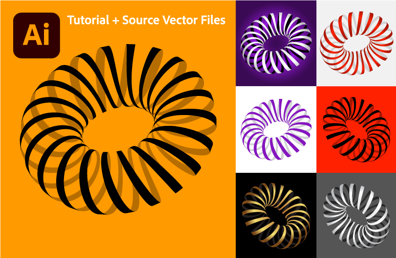 How to Create Optical Illusion 3D Striped Shape in Adobe Illustrator ...