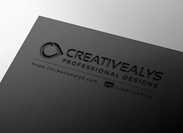 Debossed Logo Mockup on Dark Cardstock - Creative Alys
