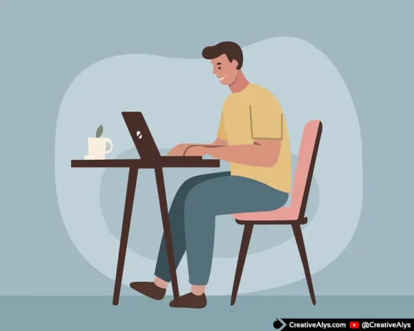 Man Working on Laptop – Flat Vector Illustration - Creative Alys